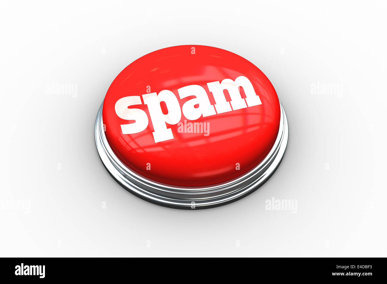 Spam on digitally generated red push button Stock Photo - Alamy