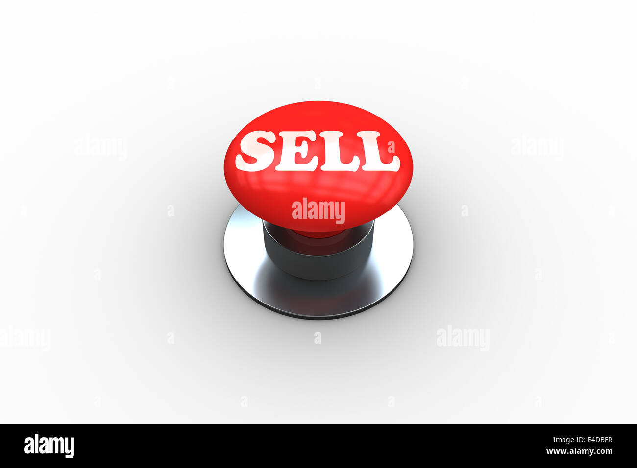 Sell on digitally generated red push button Stock Photo - Alamy