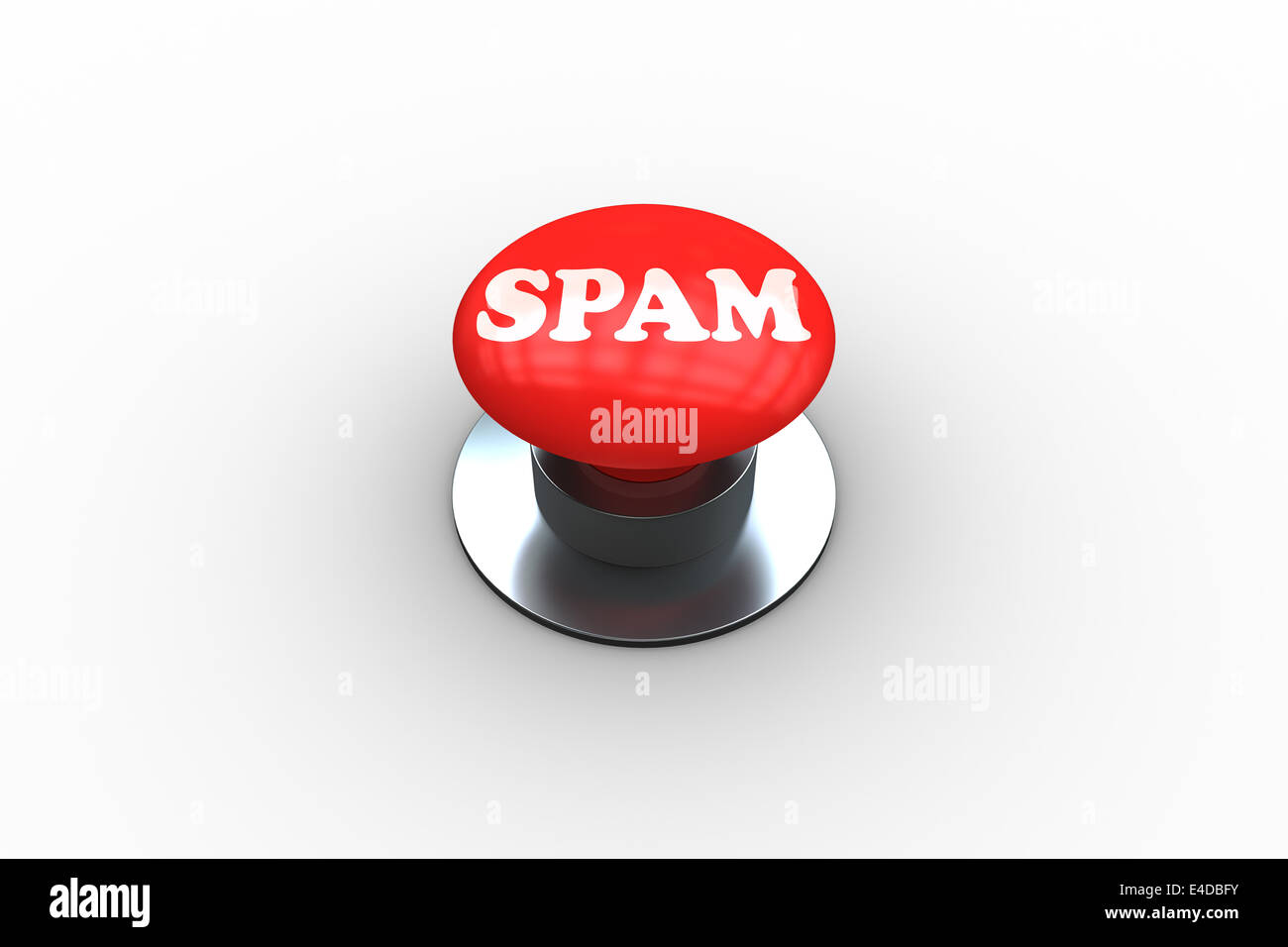 Spam on digitally generated red push button Stock Photo - Alamy