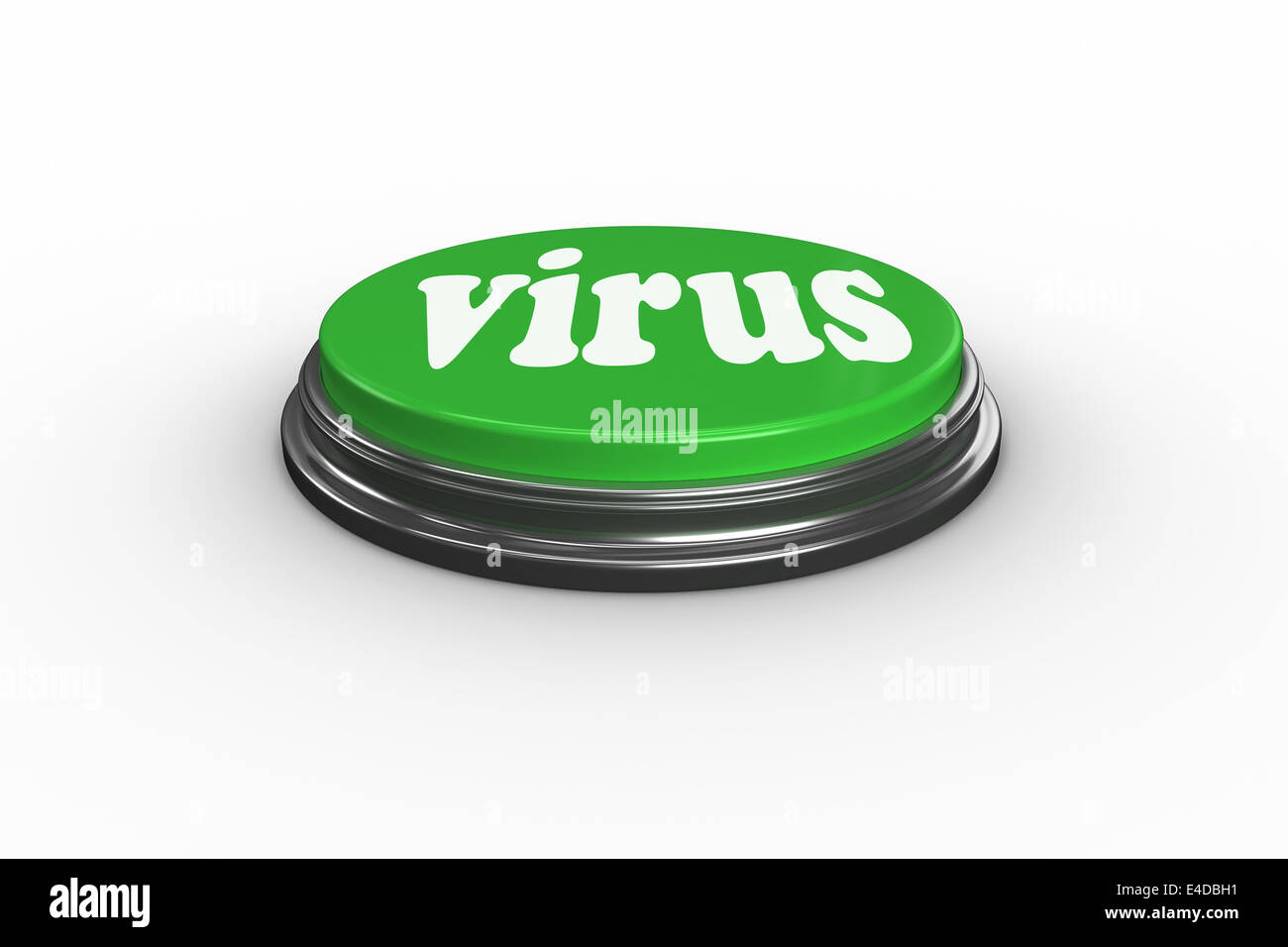 Virus on digitally generated green push button Stock Photo - Alamy