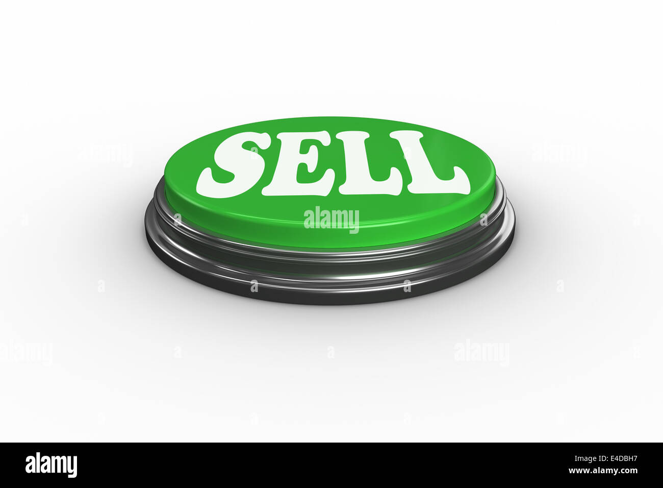 Sell on digitally generated green push button Stock Photo - Alamy