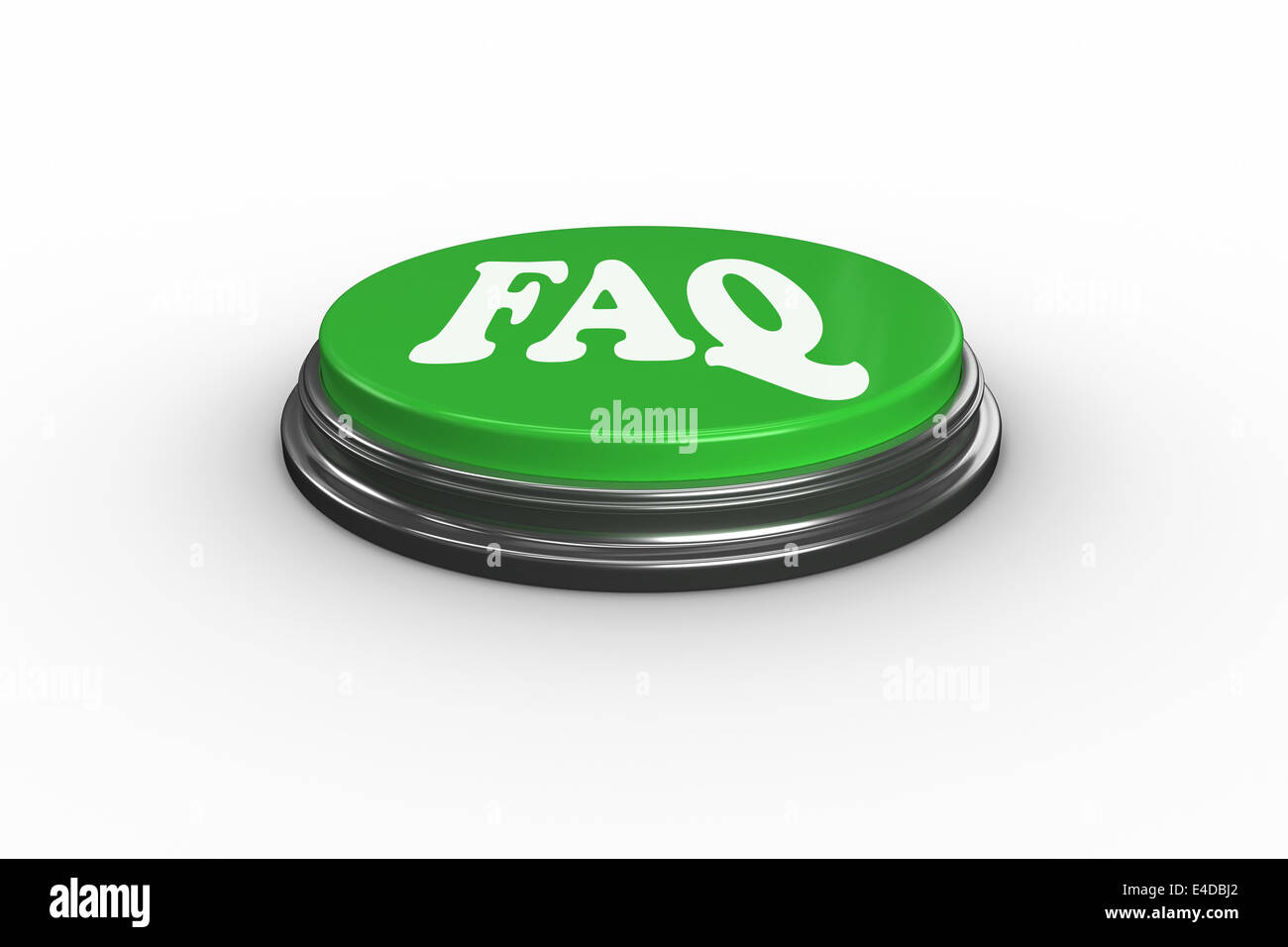 Faq on digitally generated green push button Stock Photo - Alamy