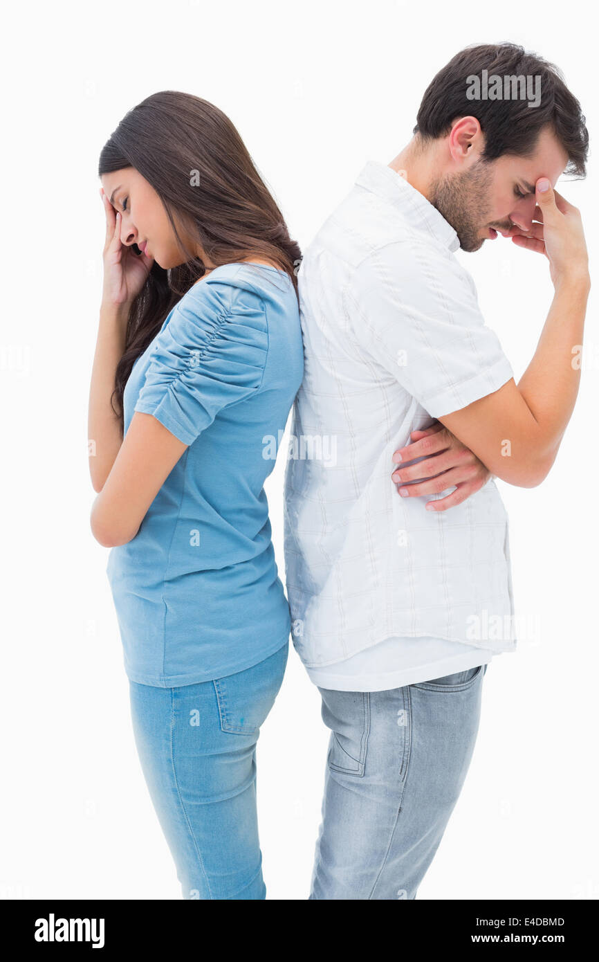 Upset couple not talking to each other after fight Stock Photo - Alamy
