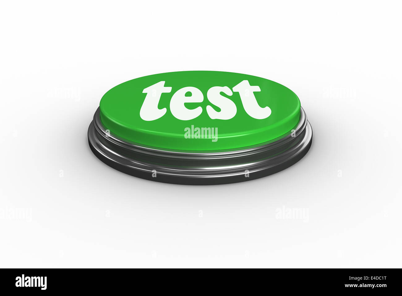 Test on digitally generated green push button Stock Photo - Alamy