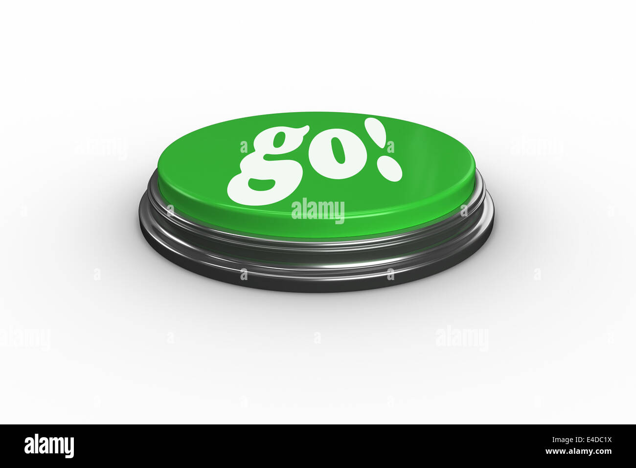 Go on digitally generated green push button Stock Photo - Alamy
