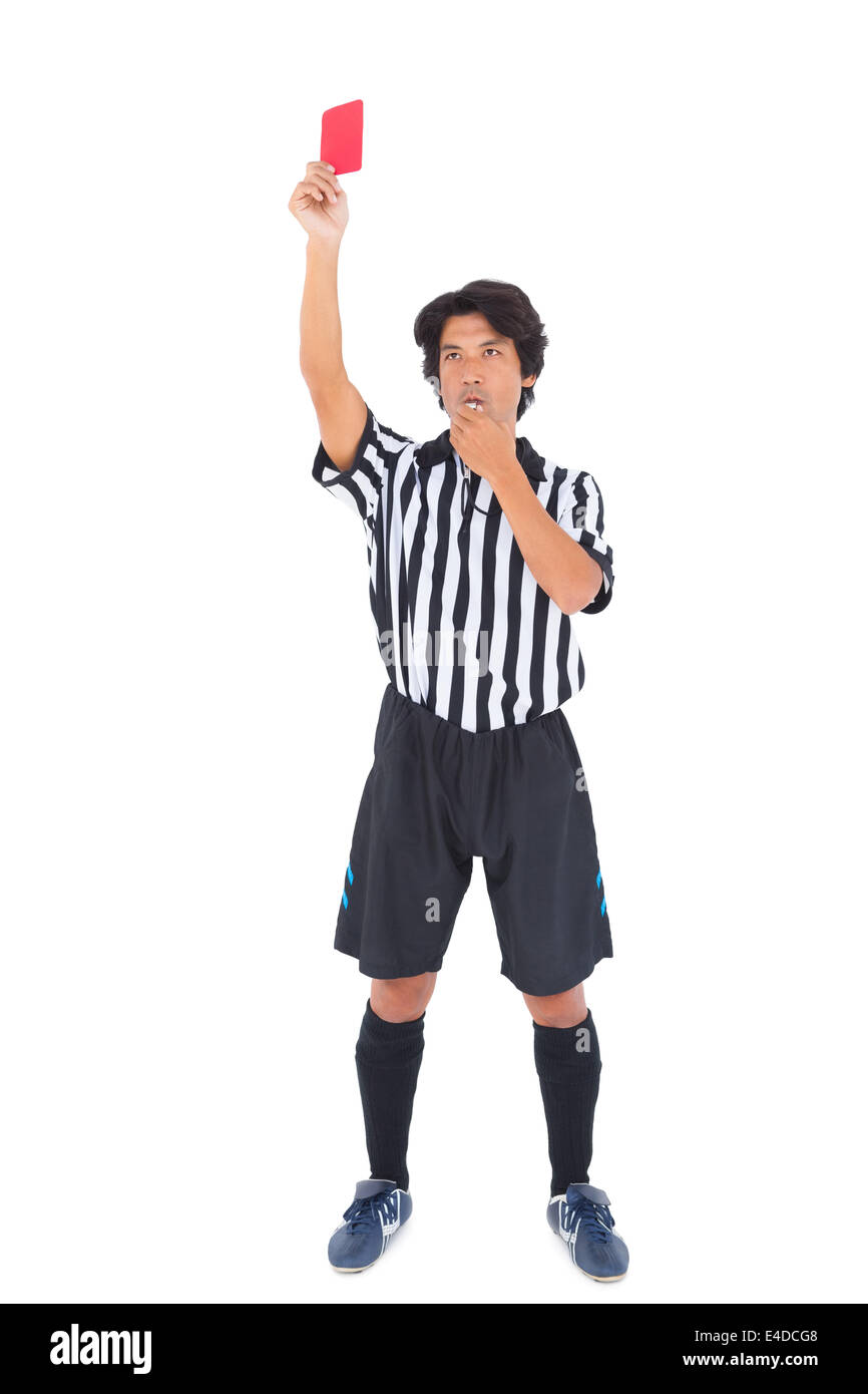 Stern referee showing red card Stock Photo - Alamy