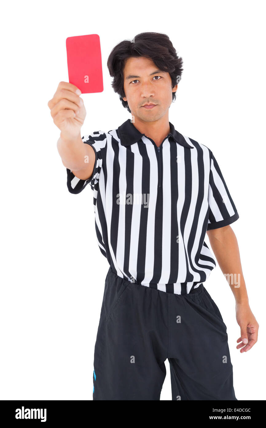 Stern referee showing red card Stock Photo - Alamy
