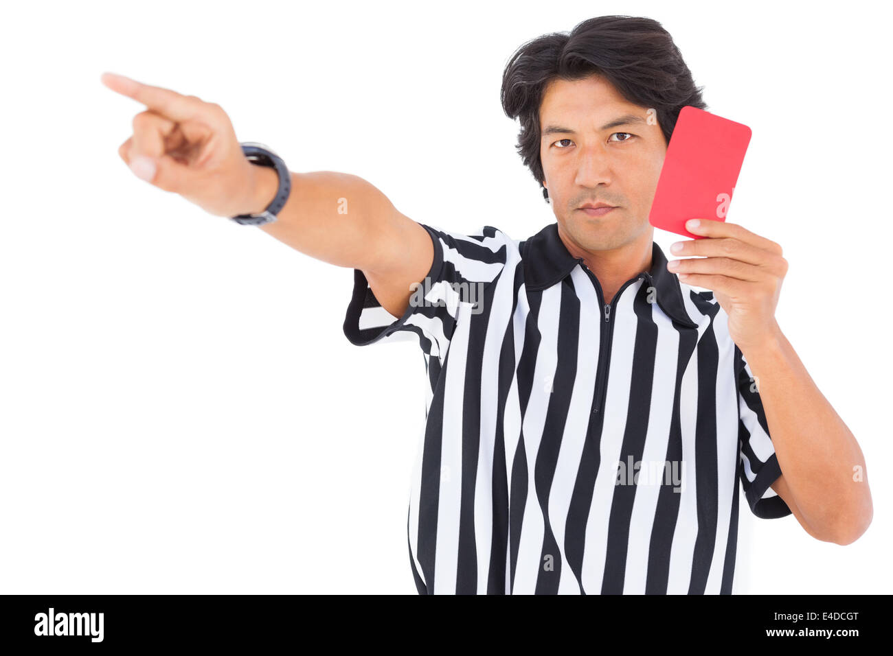 Stern referee showing red card Stock Photo - Alamy