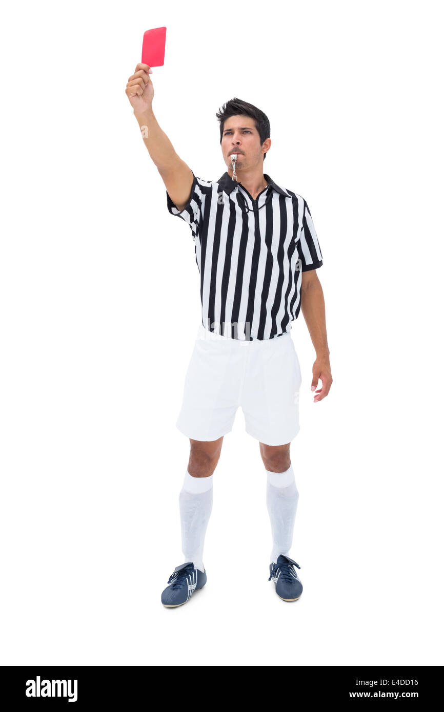 Serious referee showing red card Stock Photo - Alamy