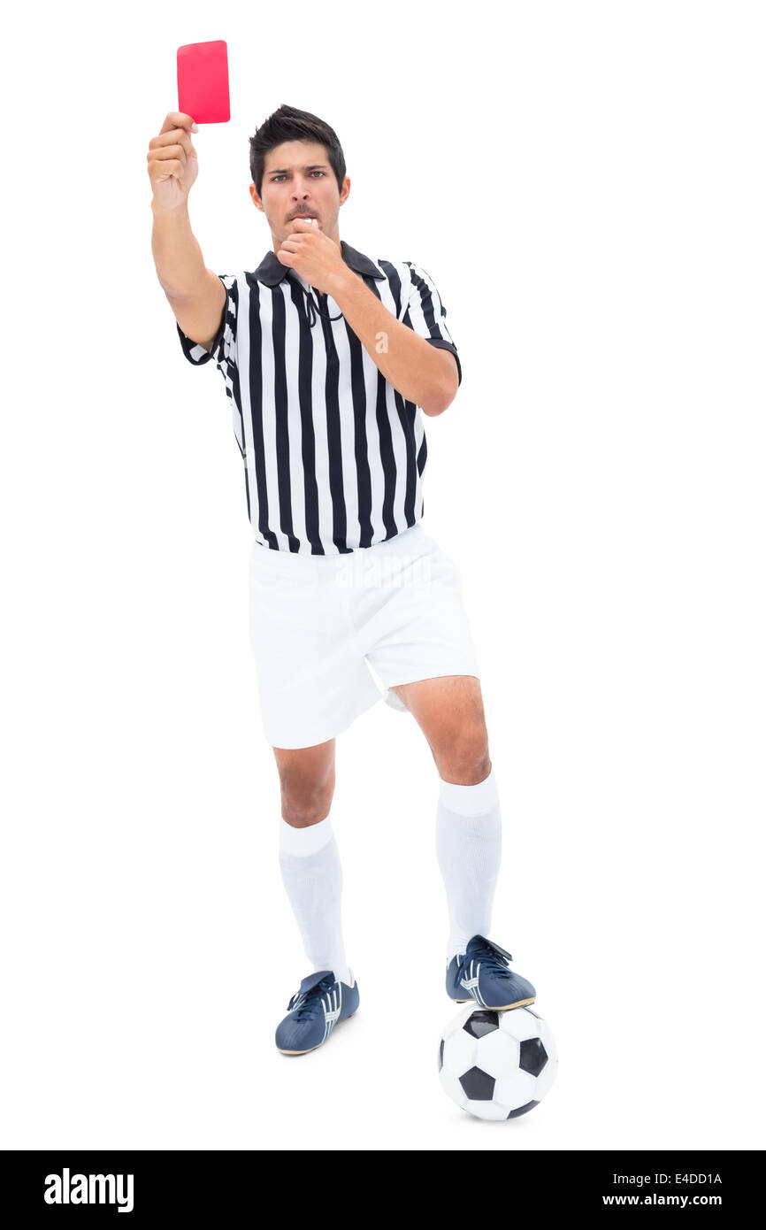 Serious referee showing red card Stock Photo - Alamy