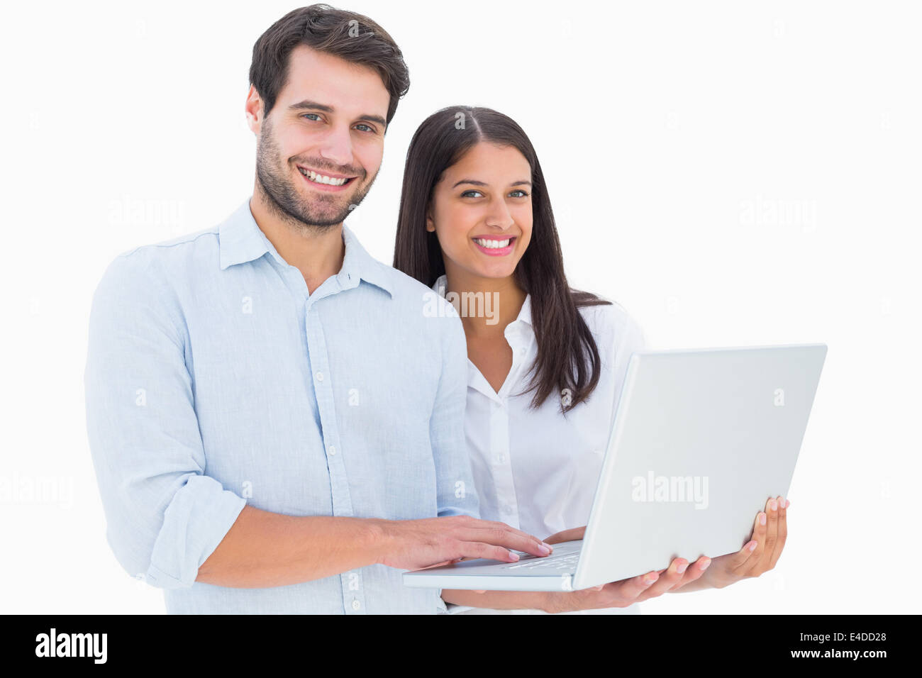 Attractive female holding laptop hi-res stock photography and images ...