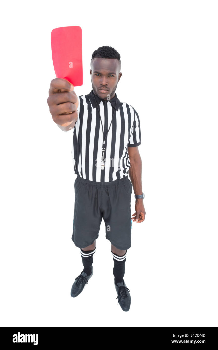 Serious referee showing red card Stock Photo - Alamy