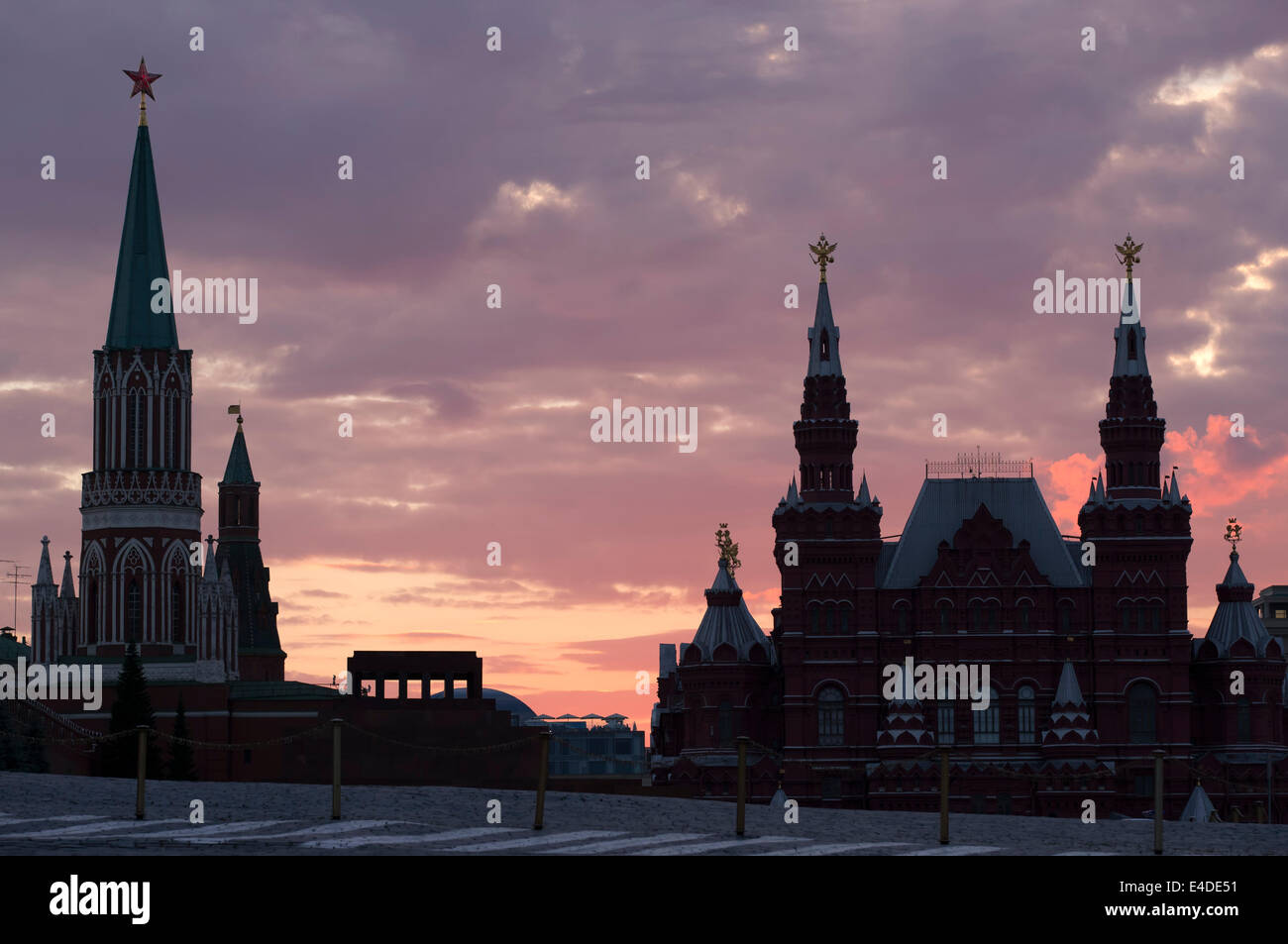 Red Square in Moscow, Russia on against dramatic sunset sky Stock Photo ...