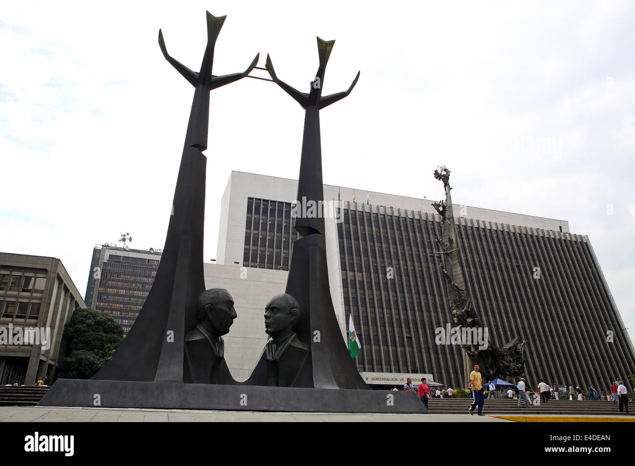 Monuments in front of the government building of Antioquia, Medellin ...