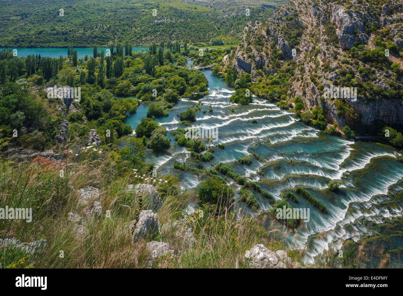 Cascades on Roski Slap waterfall, Krka National Park, Croatia Stock ...