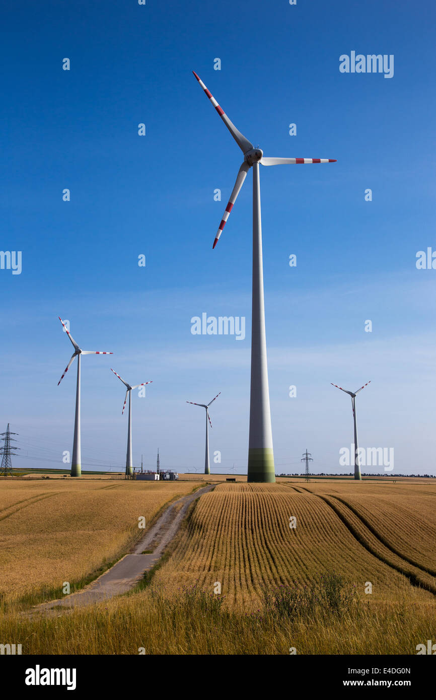 Windmill ecological green energy saving natural environment Stock Photo ...