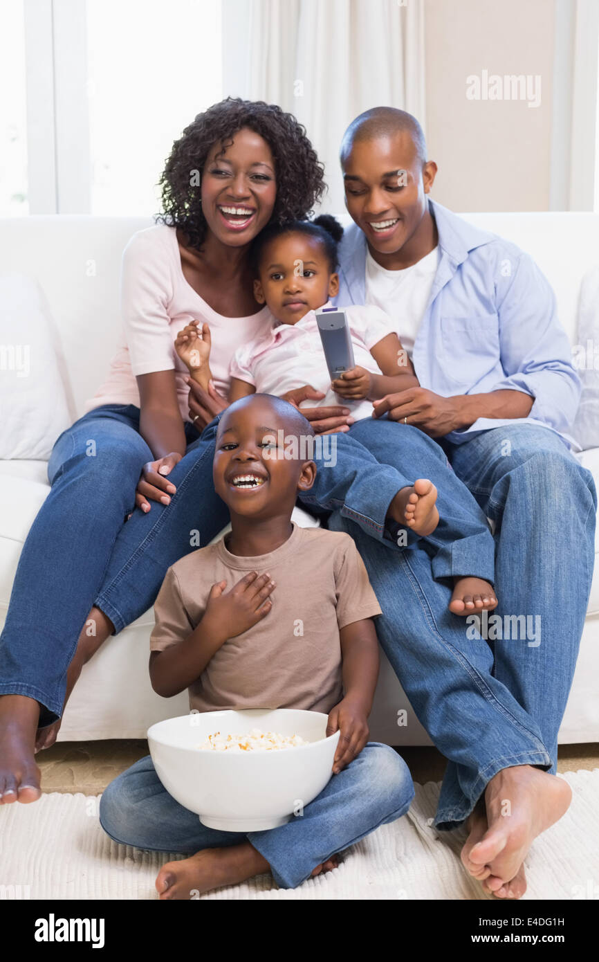 Black Family Watching Tv Together