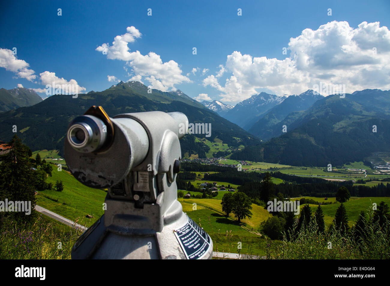 The high Alp panorama via old telescope Stock Photo - Alamy