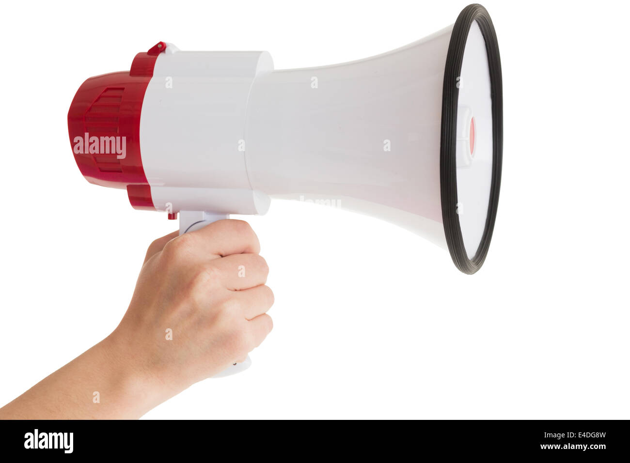 Close up of hand holding bullhorn Stock Photo - Alamy