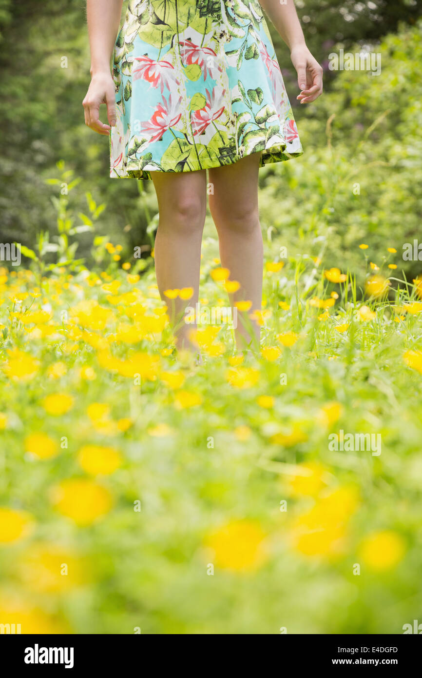 Mid section of woman in field Stock Photo - Alamy