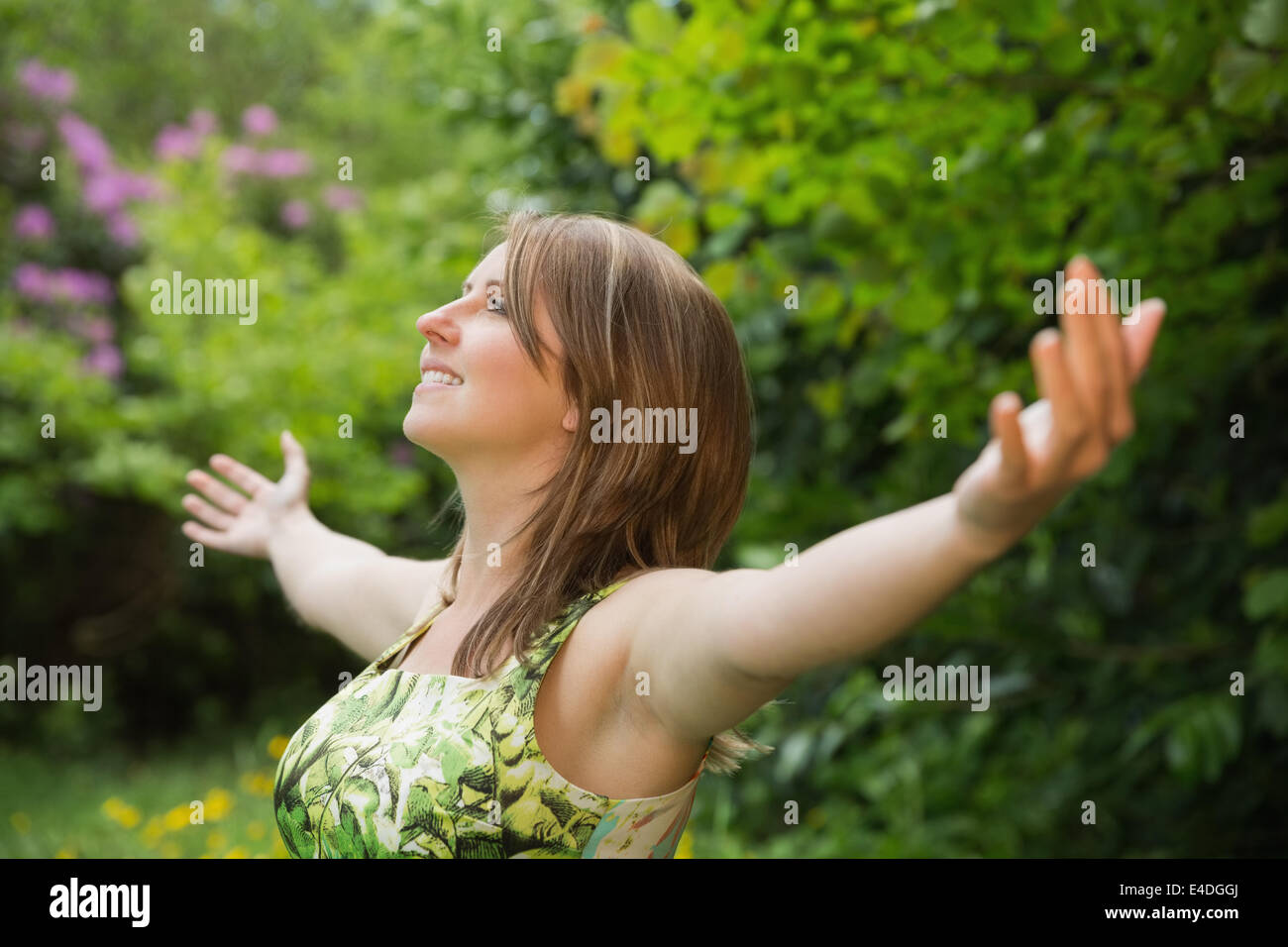 Woman arms up field hi-res stock photography and images - Alamy