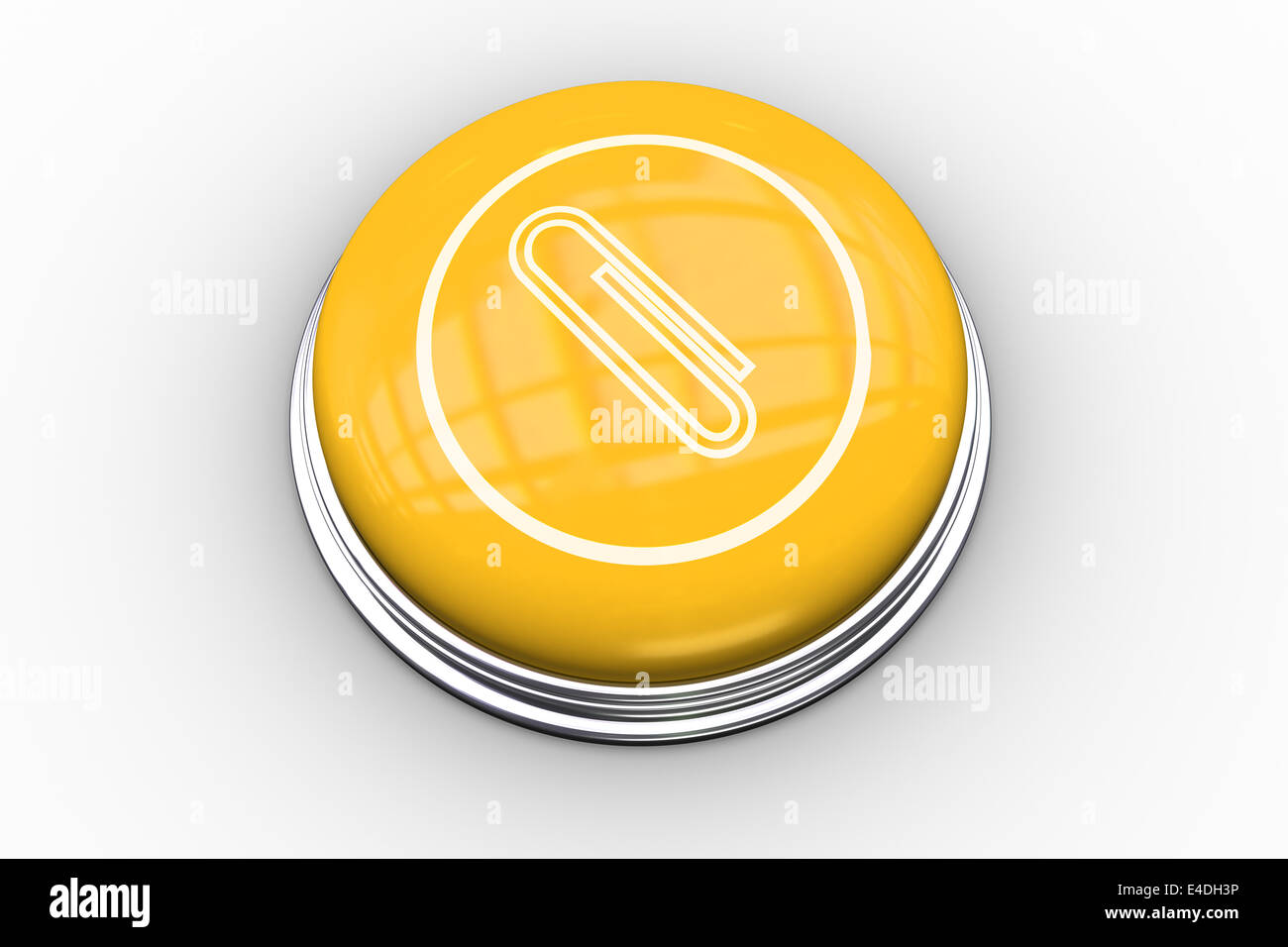 Paperclip graphic on yellow push button Stock Photo - Alamy