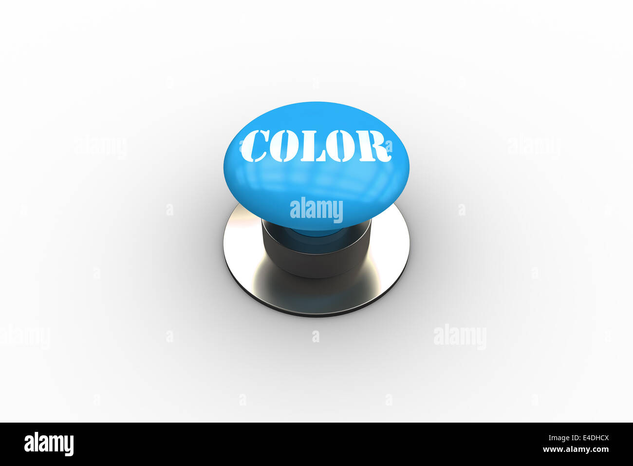 Color on blue push button Stock Photo - Alamy