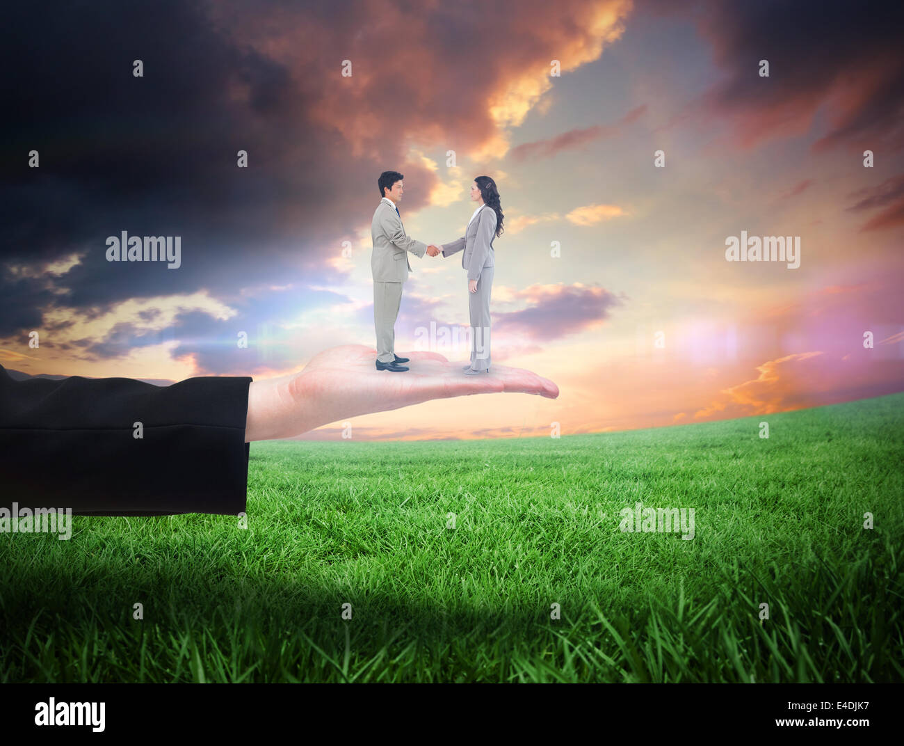 Composite image of side view of hand shaking trading partners Stock ...