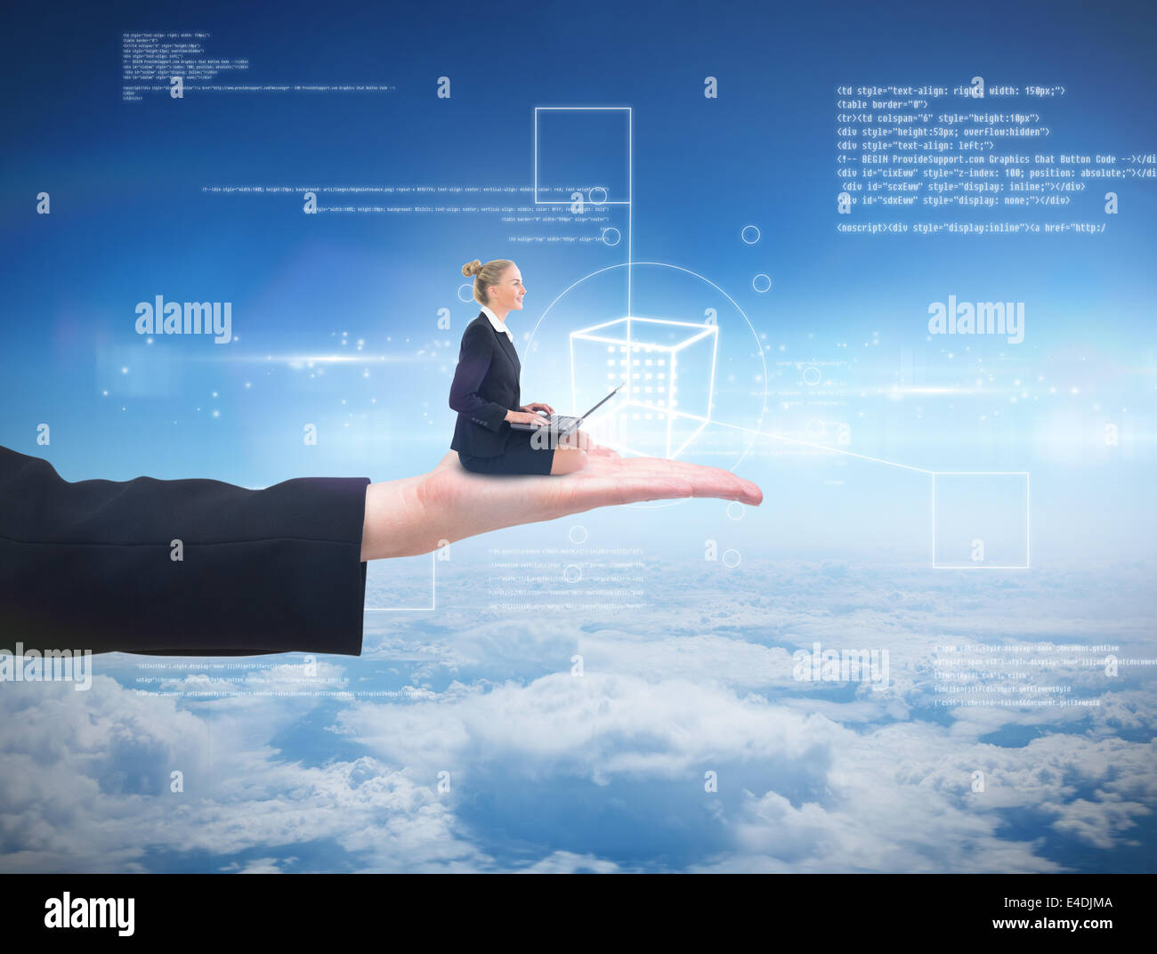 Composite image of blonde businesswoman using laptop Stock Photo - Alamy