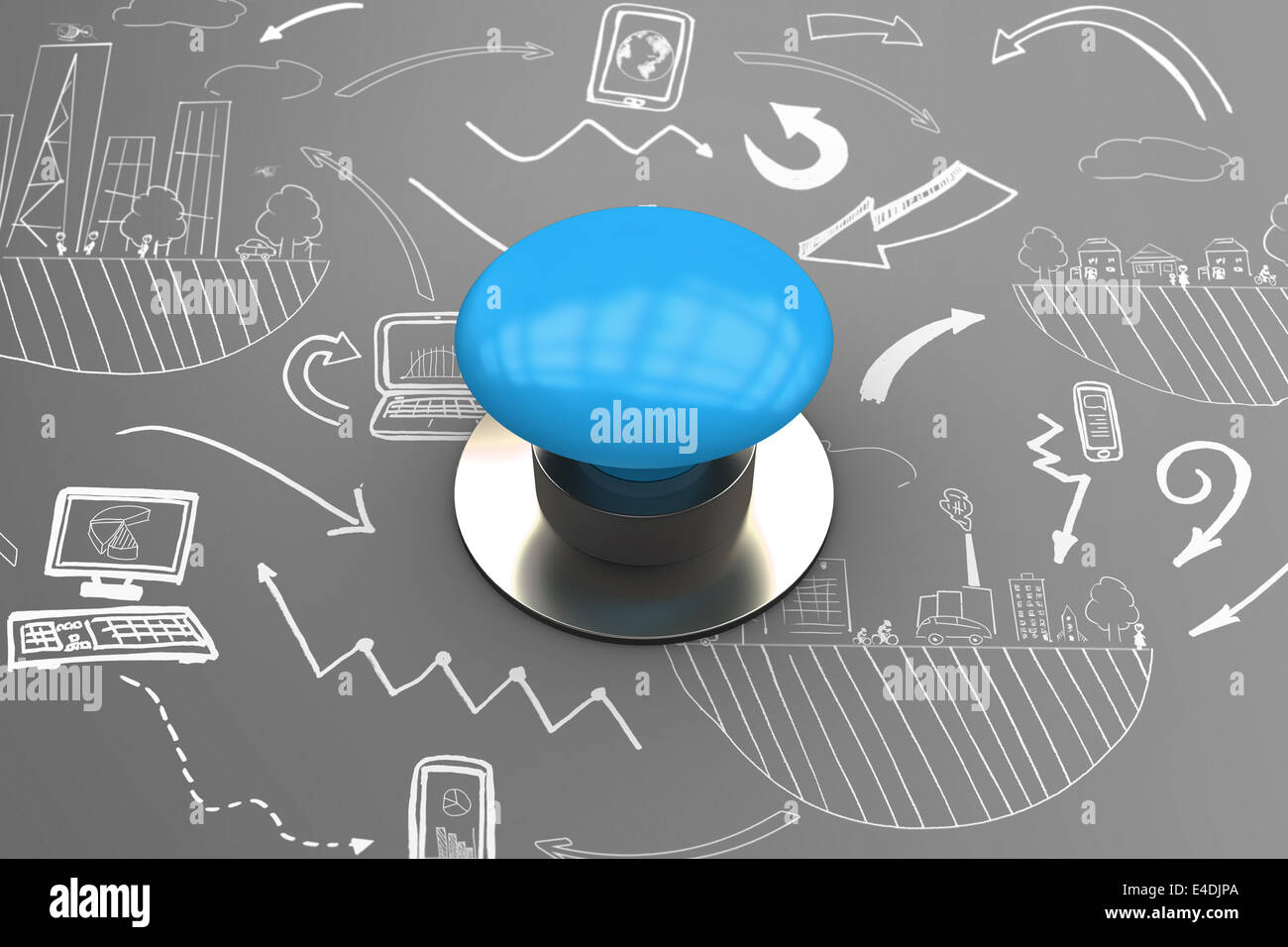 Composite image of blue push button Stock Photo - Alamy