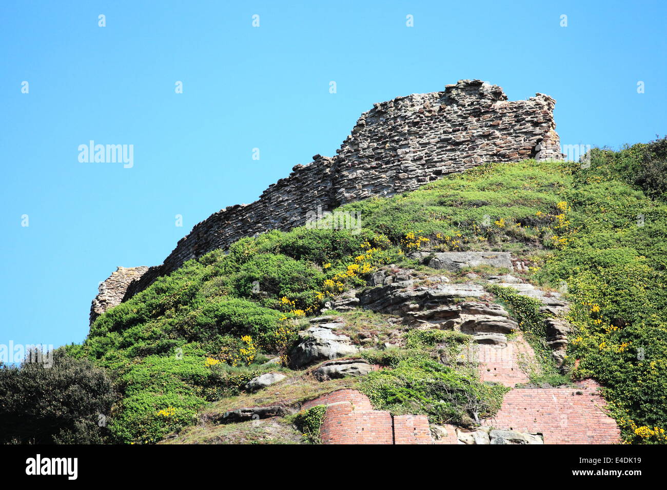 Hastings Castle, East Sussex, England, UK is a 11th century medieval ...