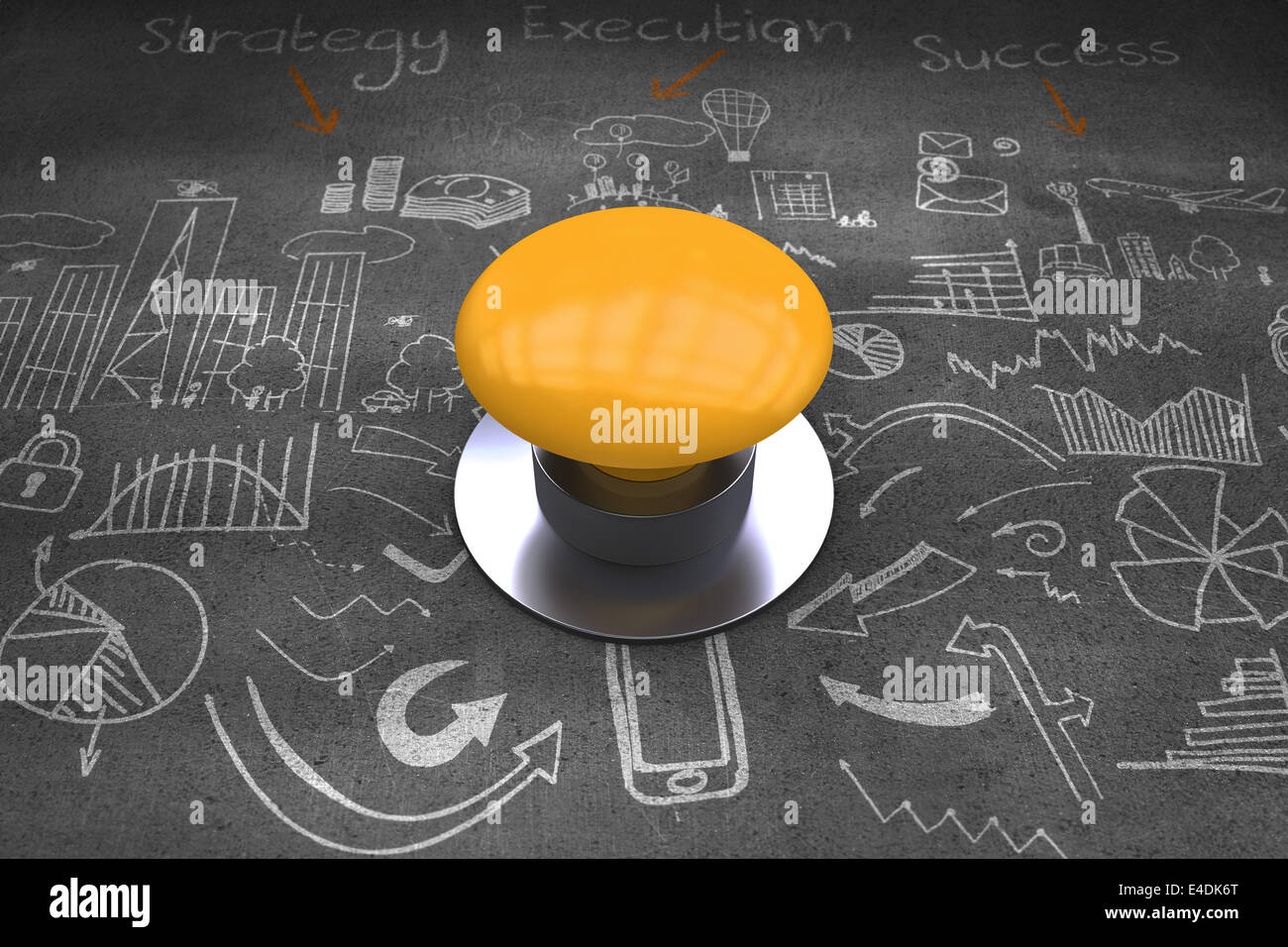 Composite image of yellow push button Stock Photo - Alamy