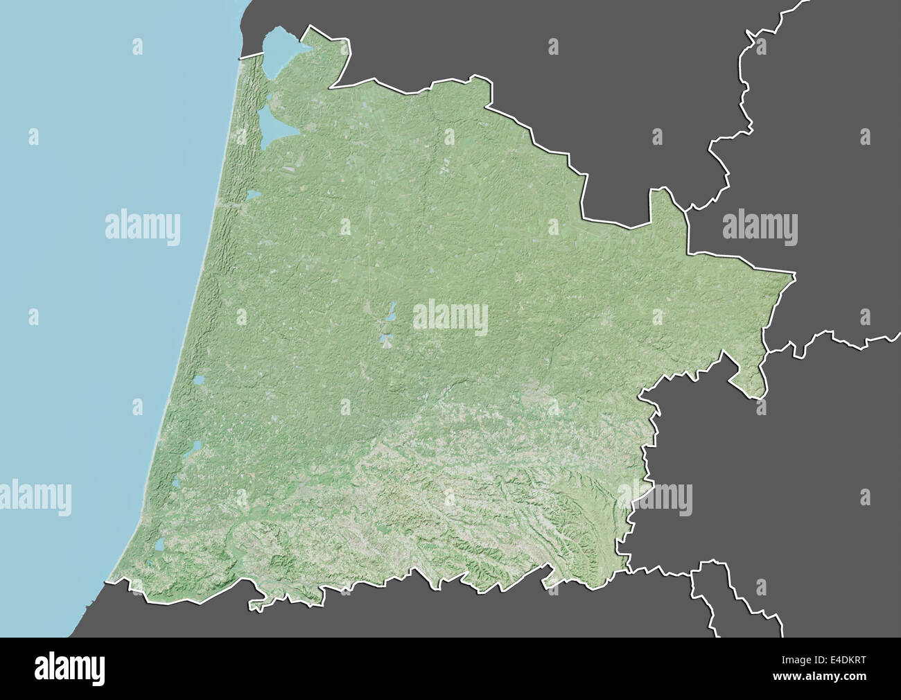 Departement of Landes, France, Relief Map Stock Photo - Alamy