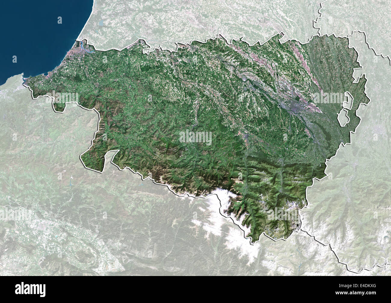 Departement of Pyrenees-Atlantiques, France, True Colour Satellite ...