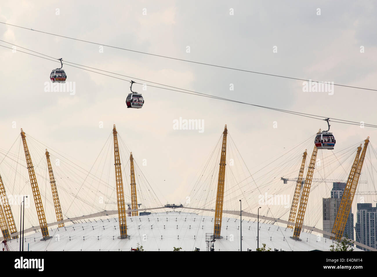 The O2 Arena and the Emirates air line cable car on the Royal Victoria ...