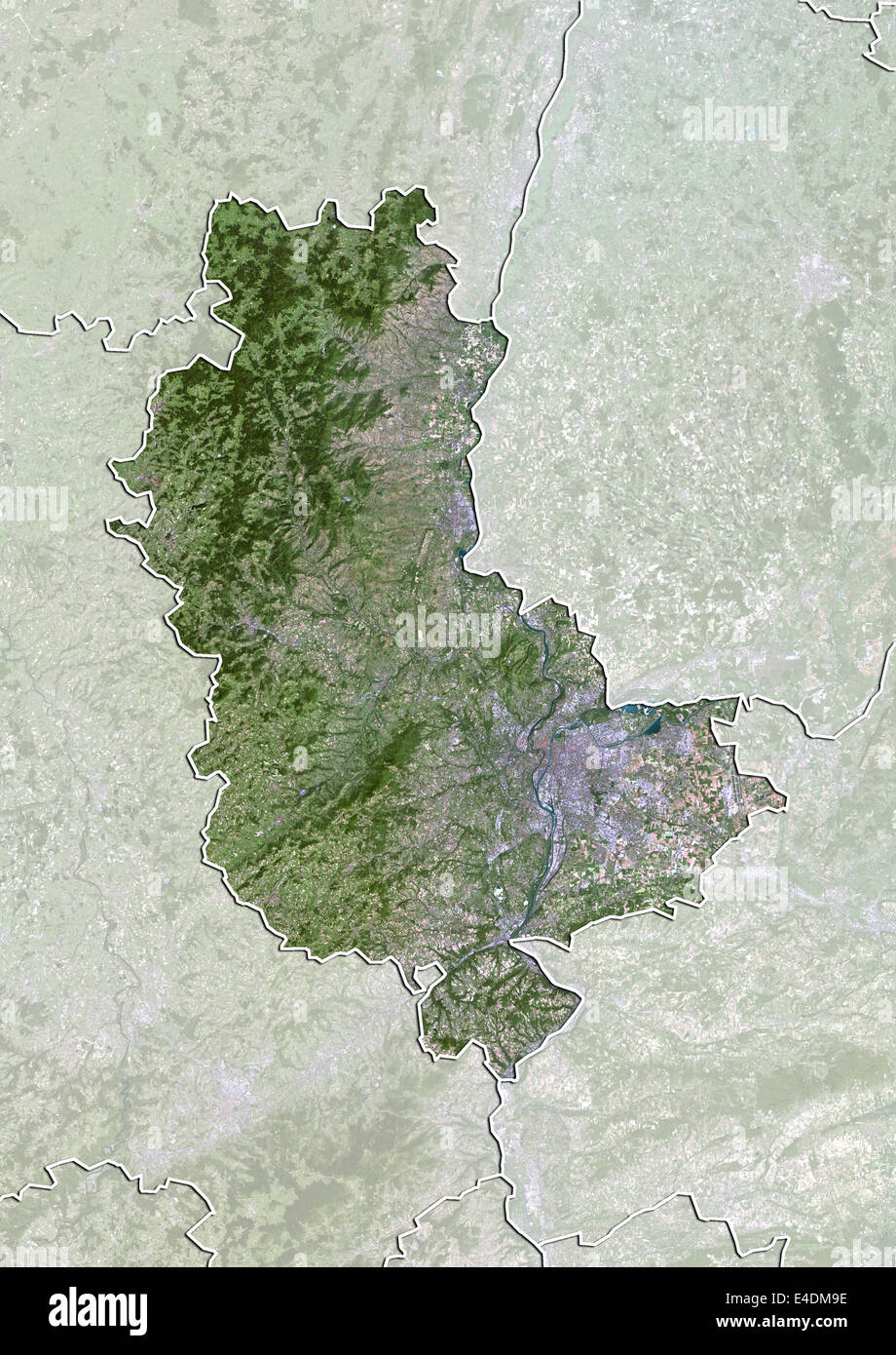 Departement of Rhone, France, True Colour Satellite Image Stock Photo ...