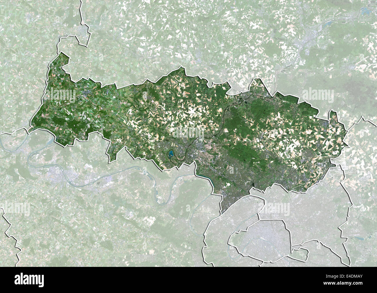 Departement of Val-d'Oise, France, True Colour Satellite Image Stock ...