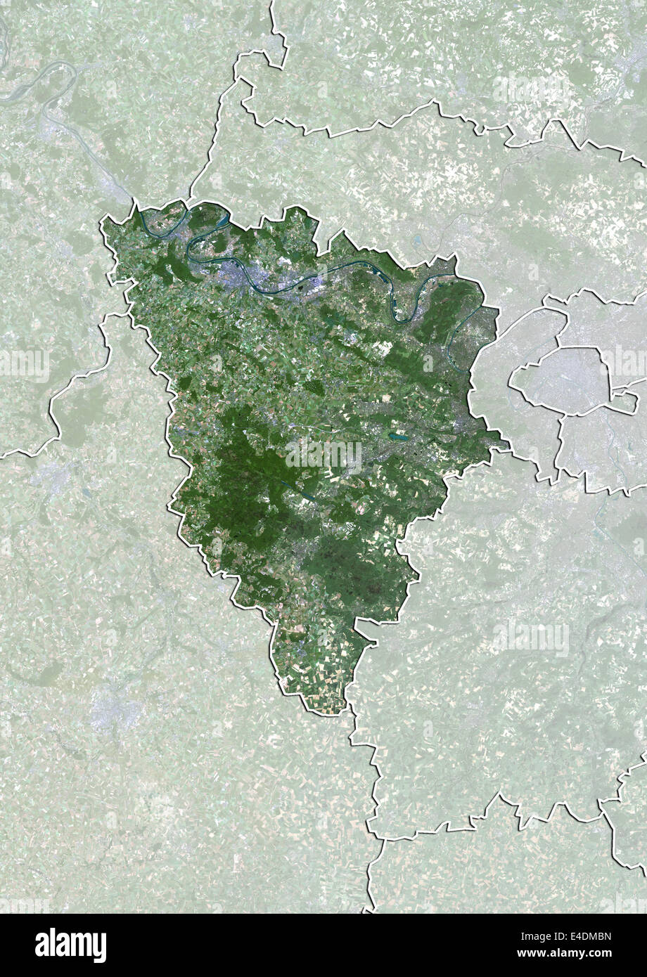 Departement of Yvelines, France, True Colour Satellite Image Stock ...