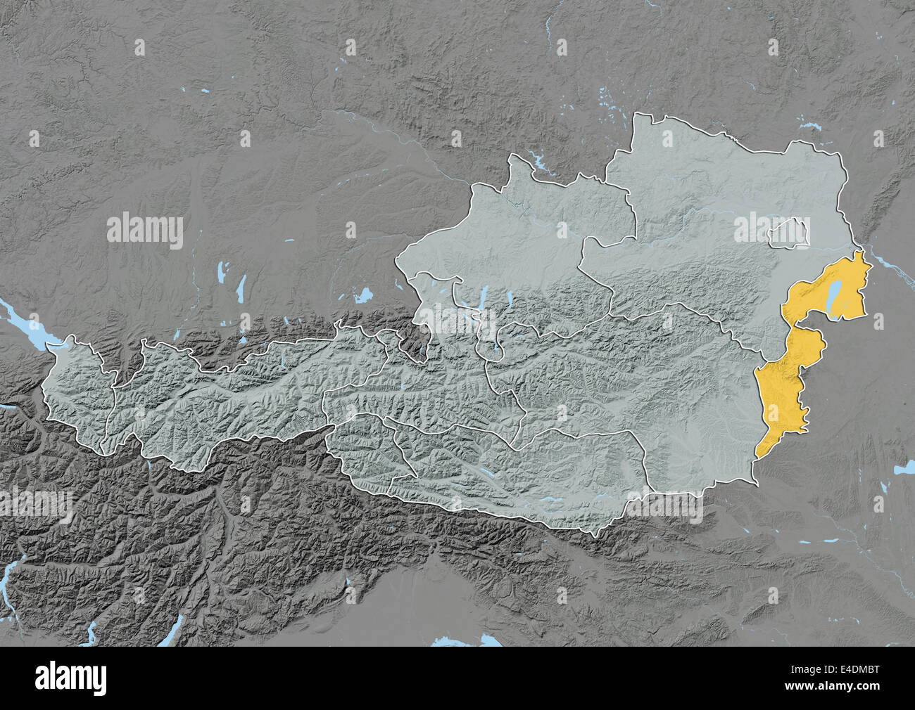 State of Burgenland, Austria, Relief Map Stock Photo - Alamy