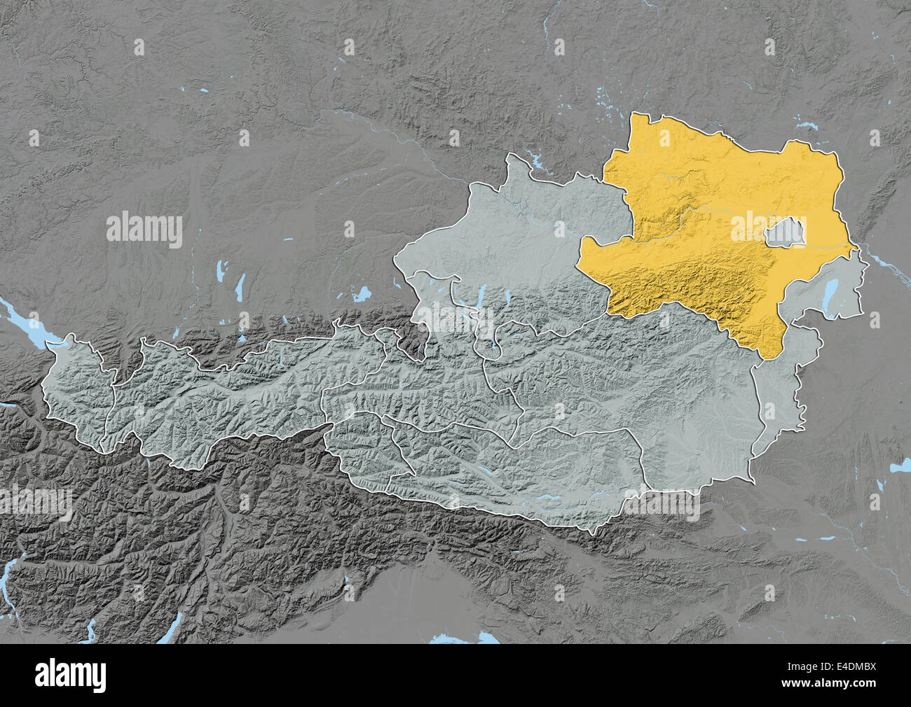 State of Lower Austria, Austria, Relief Map Stock Photo - Alamy