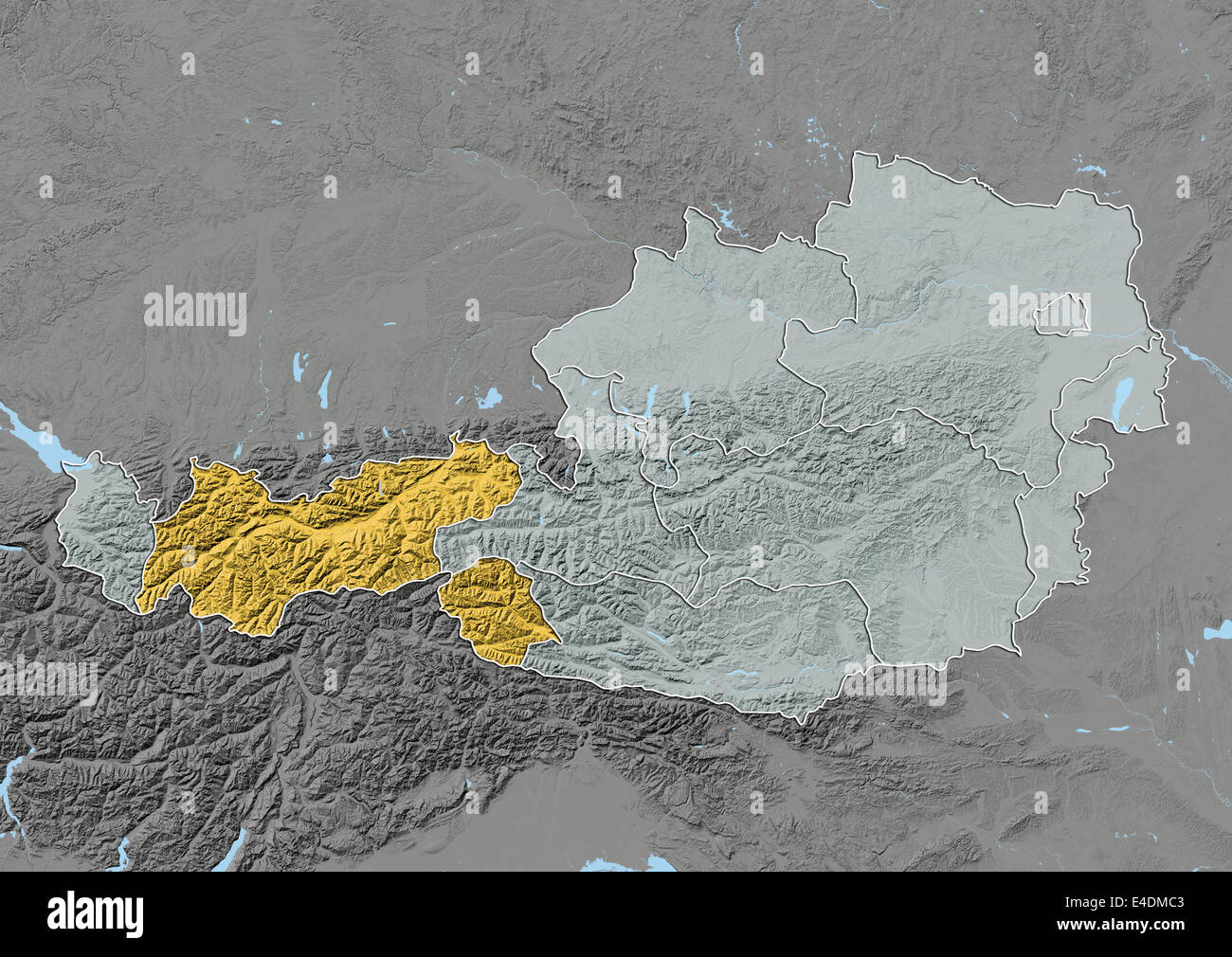 State of Tyrol, Austria, Relief Map Stock Photo - Alamy