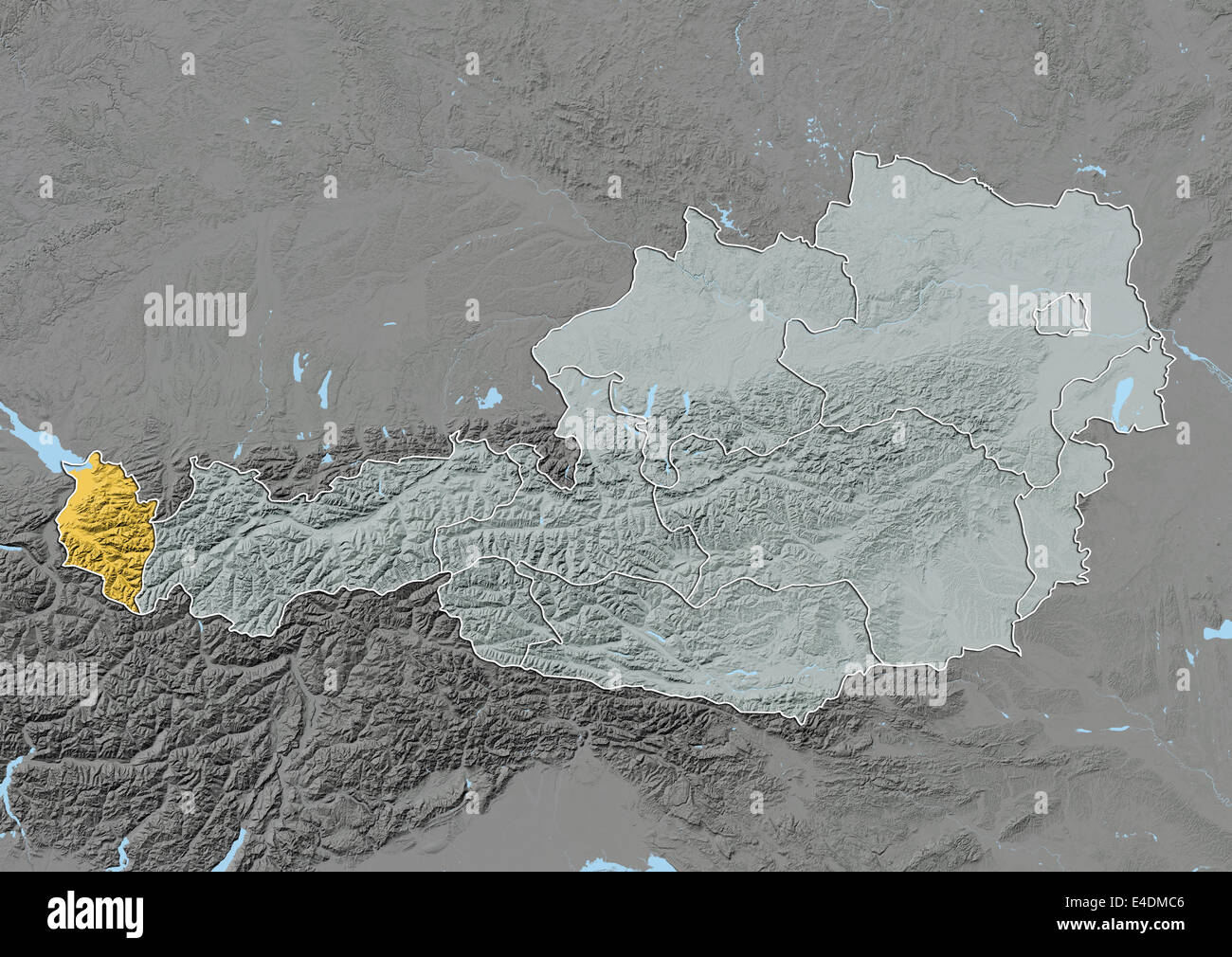 State of Vorarlberg, Austria, Relief Map Stock Photo - Alamy