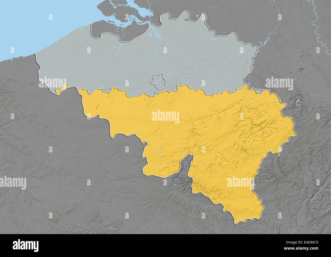Walloon Region, Belgium, Relief Map Stock Photo - Alamy