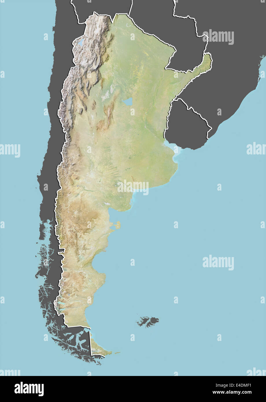 Argentina, Relief Map With Border and Mask Stock Photo - Alamy