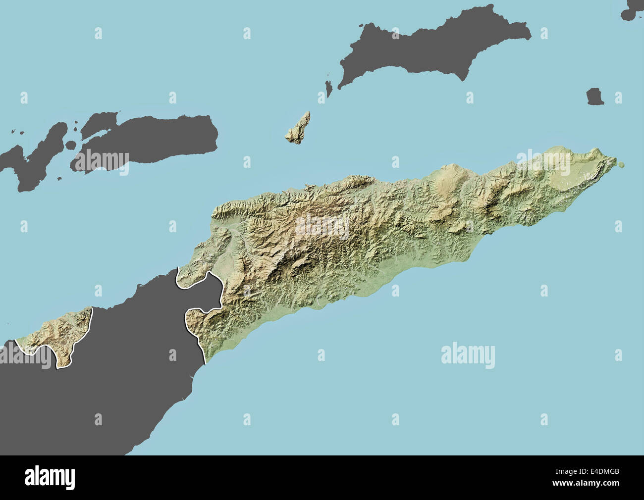 East Timor, Relief Map With Border and Mask Stock Photo - Alamy