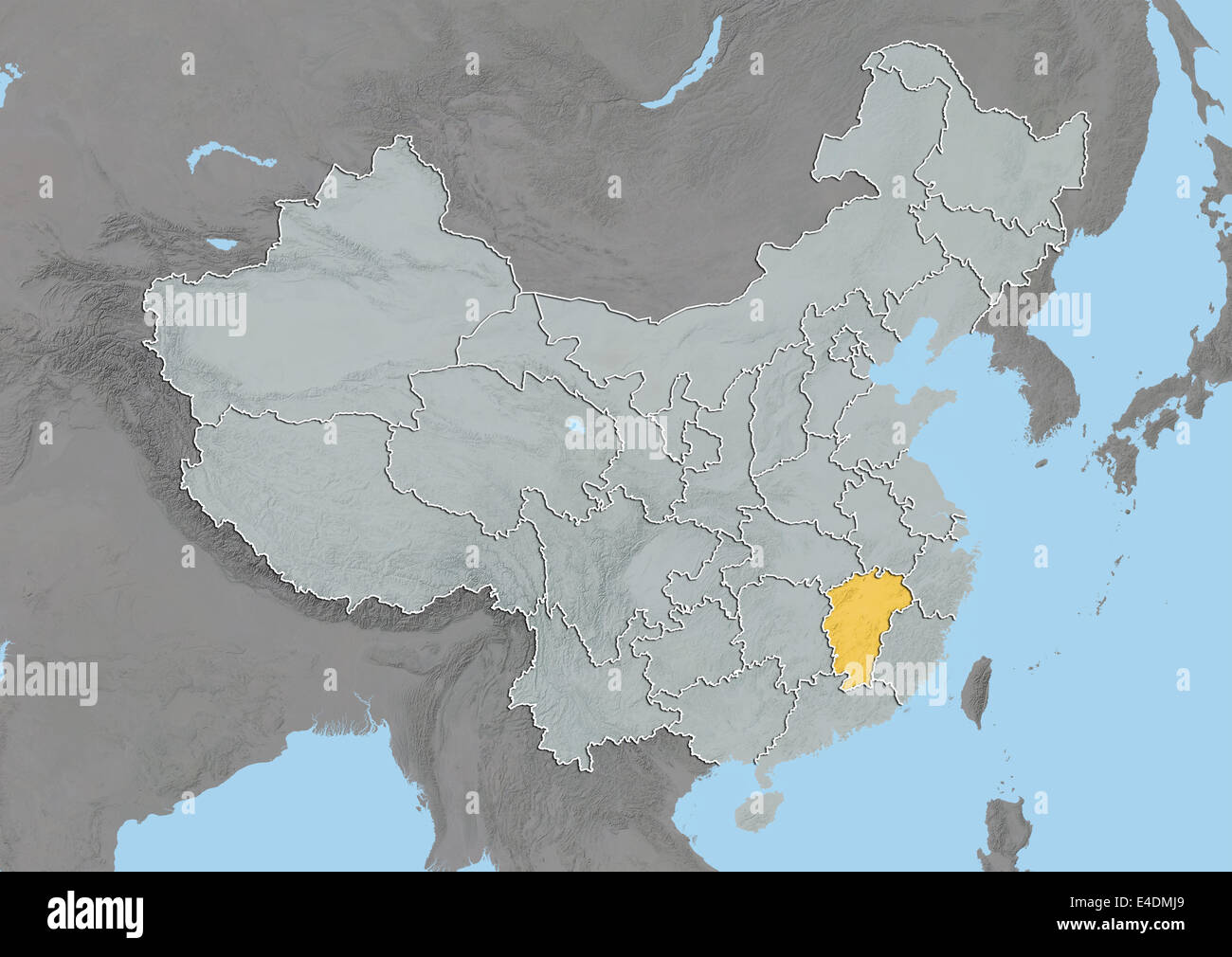 Province of Jiangxi, China, Relief Map Stock Photo - Alamy