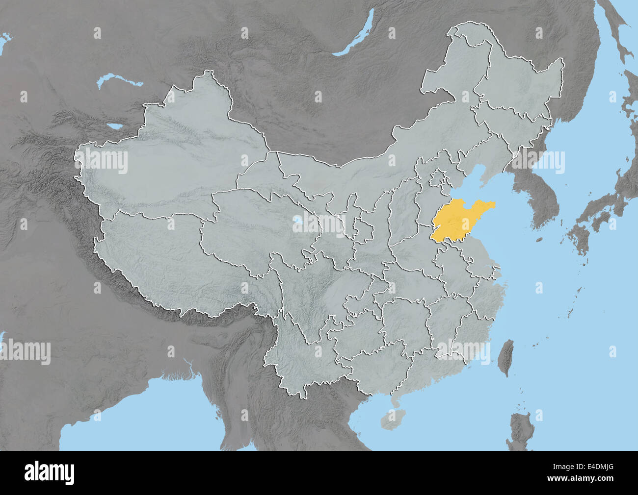 Province of Shandong, China, Relief Map Stock Photo - Alamy