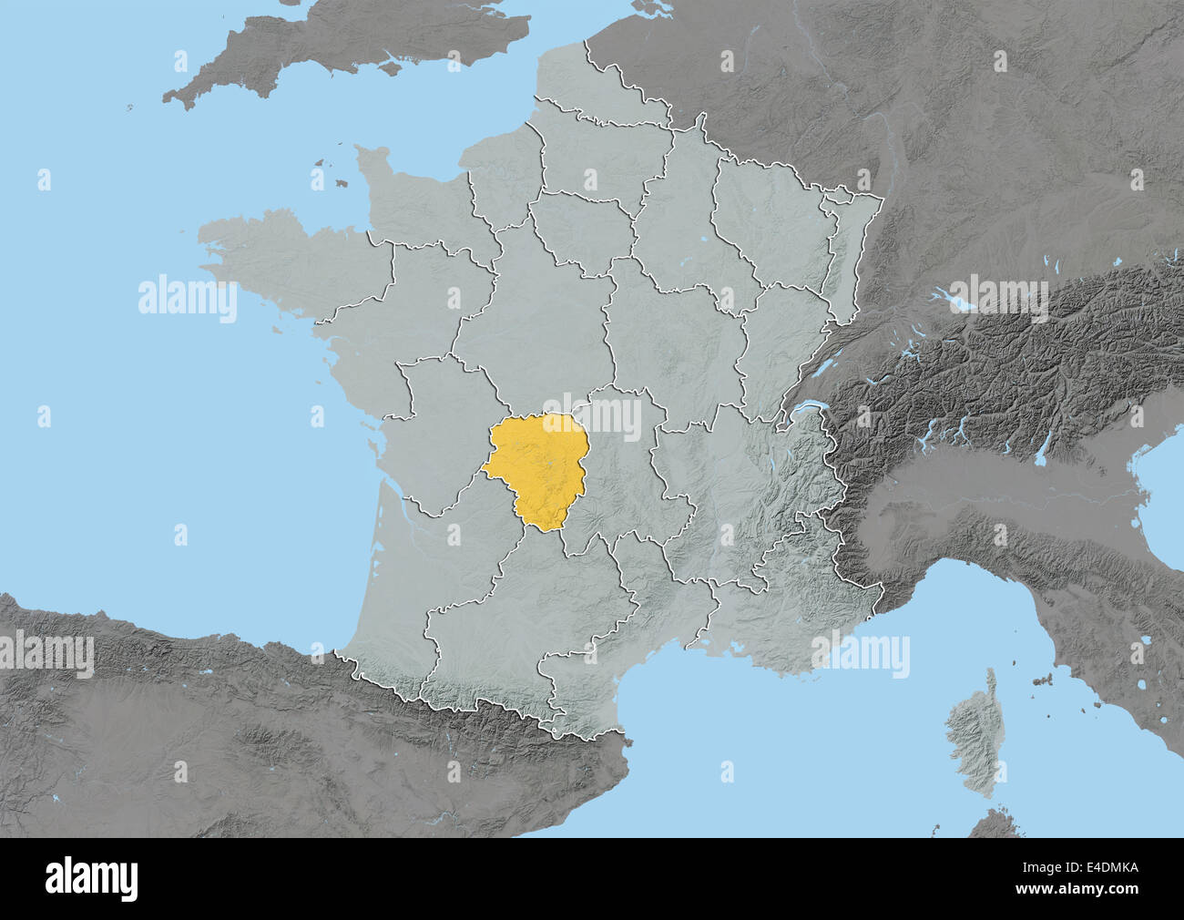 France region limousin relief map hi-res stock photography and images ...