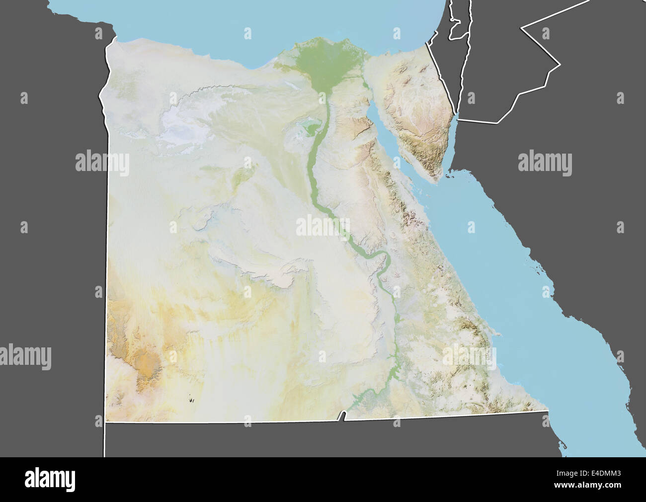 Egypt, Relief Map With Border and Mask Stock Photo - Alamy