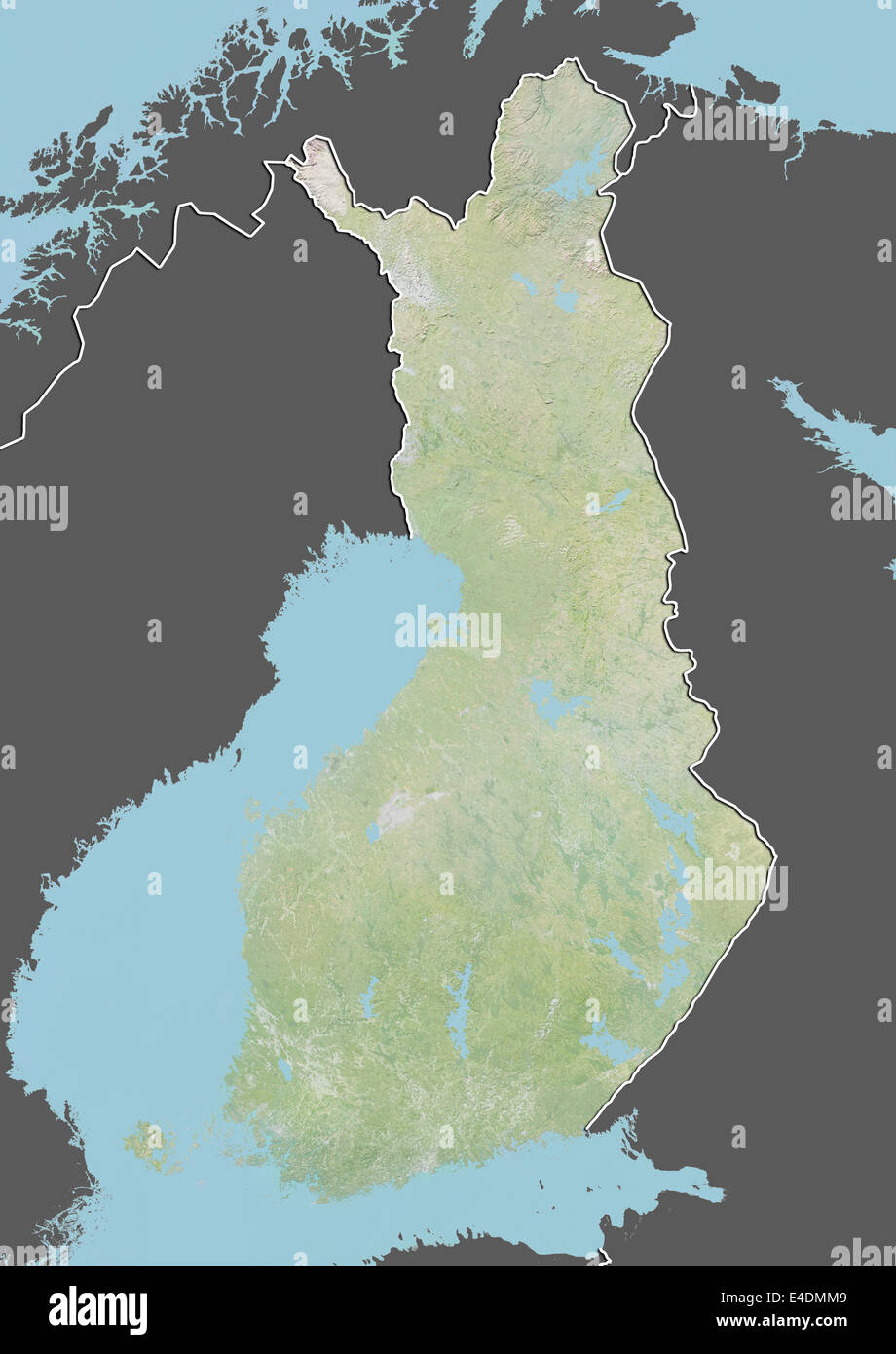 Finland, Relief Map With Border and Mask Stock Photo - Alamy